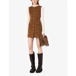 Maje Button-through Sleeveless Corduroy Mini Dress
