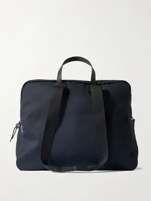 BLEU DE CHAUFFE Leather-trimmed Waxed Cotton-canvas Weekend Bag - Black