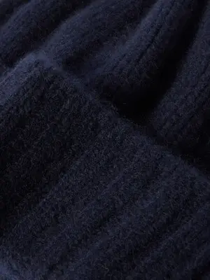 BEAMS Ribbed Cashmere Beanie - Blue