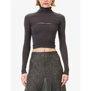 Alaïa Cut-out Long-sleeved Stretch-woven Top