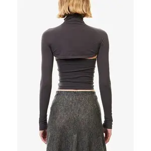 Alaïa Cut-out Long-sleeved Stretch-woven Top