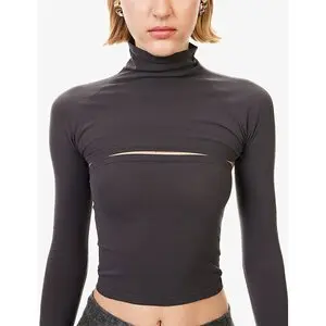 Alaïa Cut-out Long-sleeved Stretch-woven Top