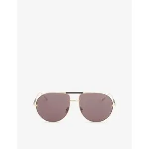 TOM FORD Pilot-frame Metal Sunglasses - Shiny Deep Gold / Brown