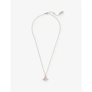 VIVIENNE WESTWOOD Valentina Platinum-plated Orb Pendant Necklace - Platinum/pink/white Cz