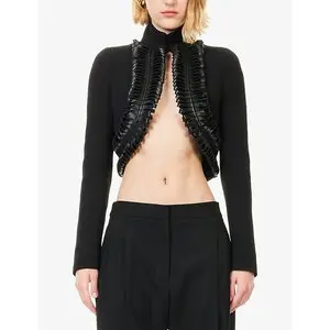 Alaïa Cropped Braided Woven Jacket