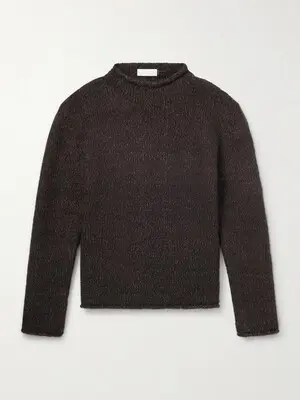 AMOMENTO Cotton-blend Mock-neck Sweater - Brown