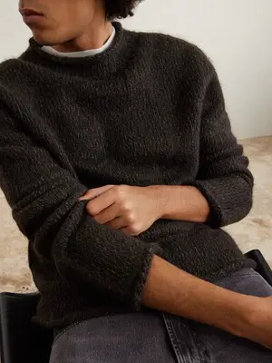 AMOMENTO Cotton-blend Mock-neck Sweater - Brown