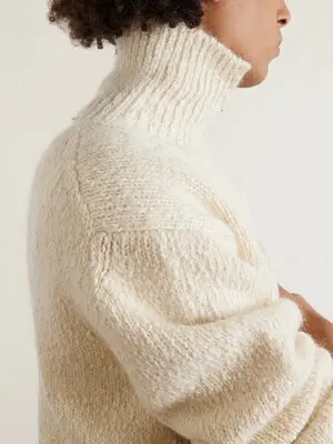 AMOMENTO Cotton-blend Half-zip Sweater - Neutrals