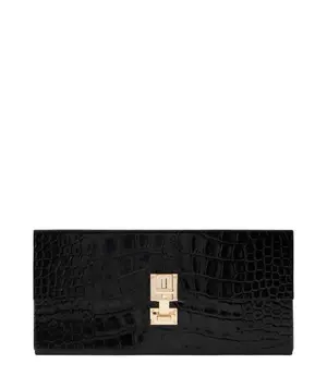 TOM FORD Glossed Croc-effect Leather Clutch - Black