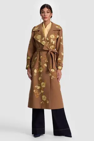 Alice + Olivia Nevada Embroidered Trench Coat