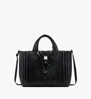 Mcm Tote Bag With Quilted Nylon - Black