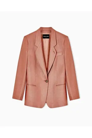 Giorgio Armani Silk And Wool Single-breasted Jacket - Orange