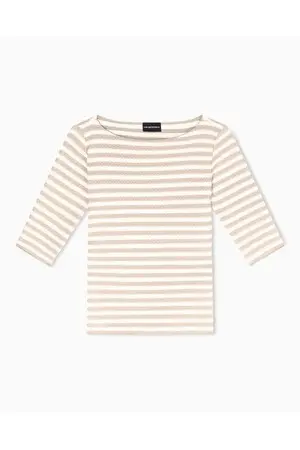 Emporio Armani Striped Jacquard Jersey Jumper - Brown / Neutral