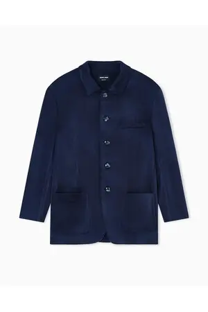 Giorgio Armani Relaxed Single-breasted Cupro-blend Jacket - Navy
