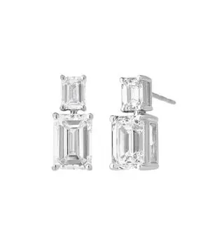 Ring Concierge Emerald Cut Lab Diamond Stud Earrings - One-color