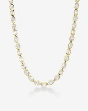 Ring Concierge Bezel Mixed Shape Diamond Tennis Necklace - One-color