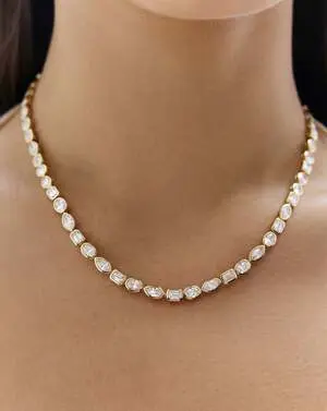 Ring Concierge Bezel Mixed Shape Diamond Tennis Necklace
