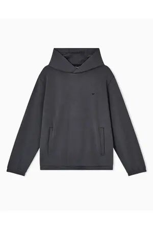 Emporio Armani Vanisé-effect Ribbed Hooded Sweatshirt