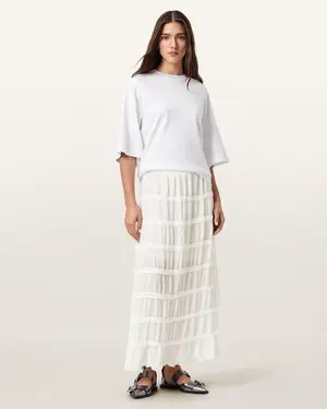 ALLSAINTS Lila Tiered Midi Skirt - White