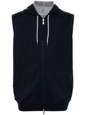Brunello Cucinelli Sleeveless Hoodie - Blue
