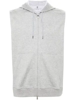 Brunello Cucinelli Sleeveless Zip-up Hoodie - Grey