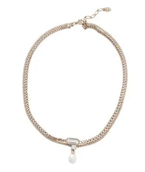 Alexander McQueen Skull, Crystal, And Faux Pearl Necklace - Gold
