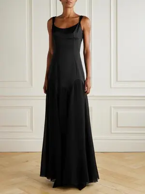 Alexander McQueen Paneled Satin-crepe Gown - Black