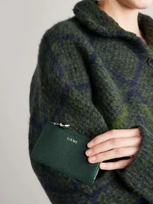 Loewe Textured-leather Cardholder - Dark Green