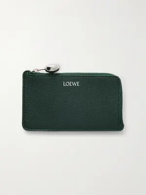 Loewe Textured-leather Cardholder - Green