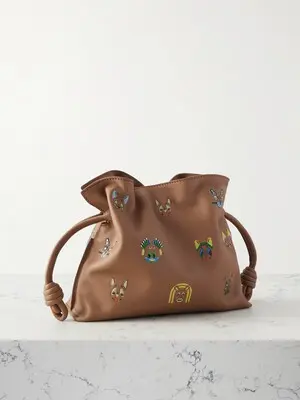 Loewe Louis Wain Flamenco Cats Mini Printed Leather Clutch - Neutrals