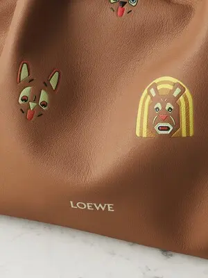 Loewe Louis Wain Flamenco Cats Mini Printed Leather Clutch - Neutrals