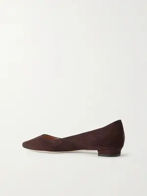 Manolo Blahnik Bb Suede Ballet Flats - Brown