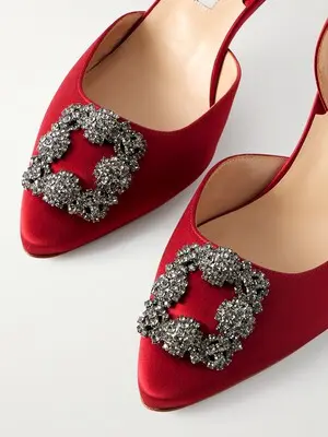 Manolo Blahnik Hangisli 50 Embellished Slingback Pumps
