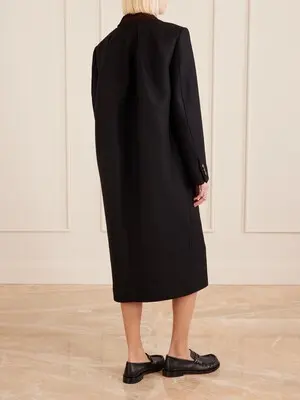 Marni Embroidered Calf Hair And Suede-trimmed Wool Coat