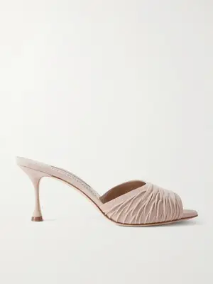 Manolo Blahnik Pirua 70 Suede Mules - Neutrals