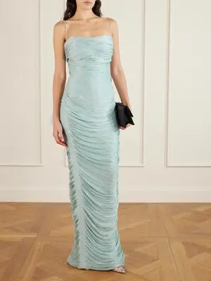 MARMAR HALIM Ruched Pleated Satin Gown