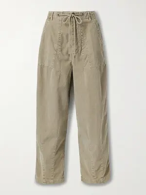 JAMES PERSE Cotton-blend Corduroy Barrel-leg Pants - Neutrals