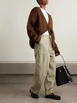 JAMES PERSE Cotton-blend Corduroy Barrel-leg Pants - Neutrals