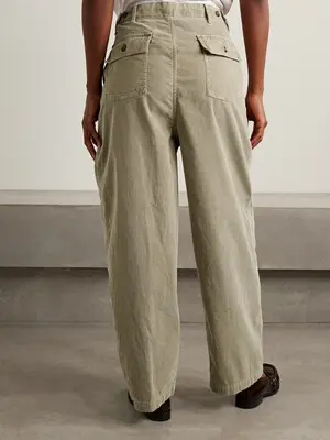JAMES PERSE Cotton-blend Corduroy Barrel-leg Pants - Neutrals