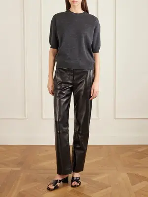 Khaite Liria Glossed-leather Mules - Black