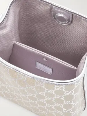 Gucci Gg Emblem Metallic-trimmed Printed Leather Shoulder Bag