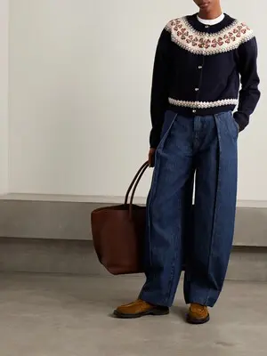FRAME The Bowed Trouser Mid-rise Barrel-leg Jeans - Blue