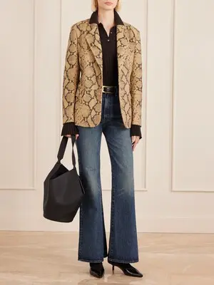 FRAME Snake-effect Leather Blazer