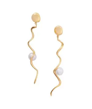 Agmes Teneille Recycled Vermeil Pearl Drop Earrings - Gold