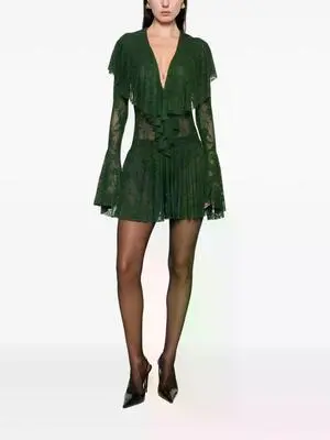 Norma Kamali Ruffle Long-sleeve Mini Dress