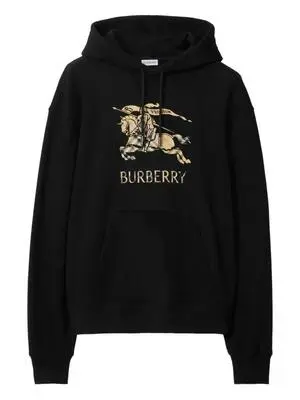 Burberry Equestrian Knight Shaded Check Hoodie - Black