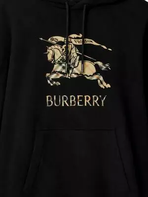 Burberry Equestrian Knight Shaded Check Hoodie - Black
