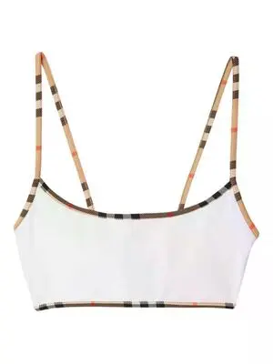 Burberry Checked-trim Bikini Top - White
