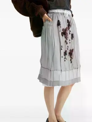 Prada Floral Embroidered Midi Skirt