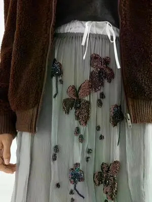 Prada Floral Embroidered Midi Skirt